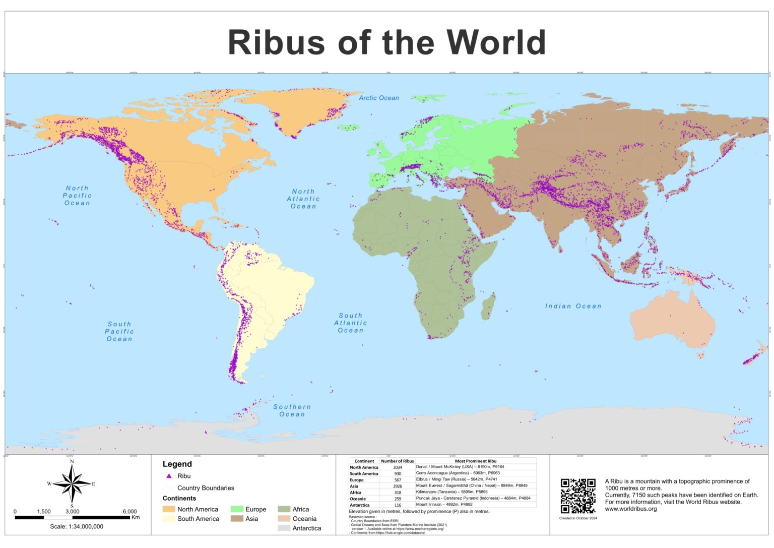 World Ribus | Mountains with 1000 Metres of Topographic Prominence